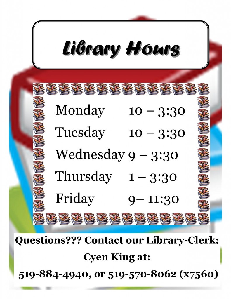 Library Hours for 2012-2013 (Cedarbrae Public School)